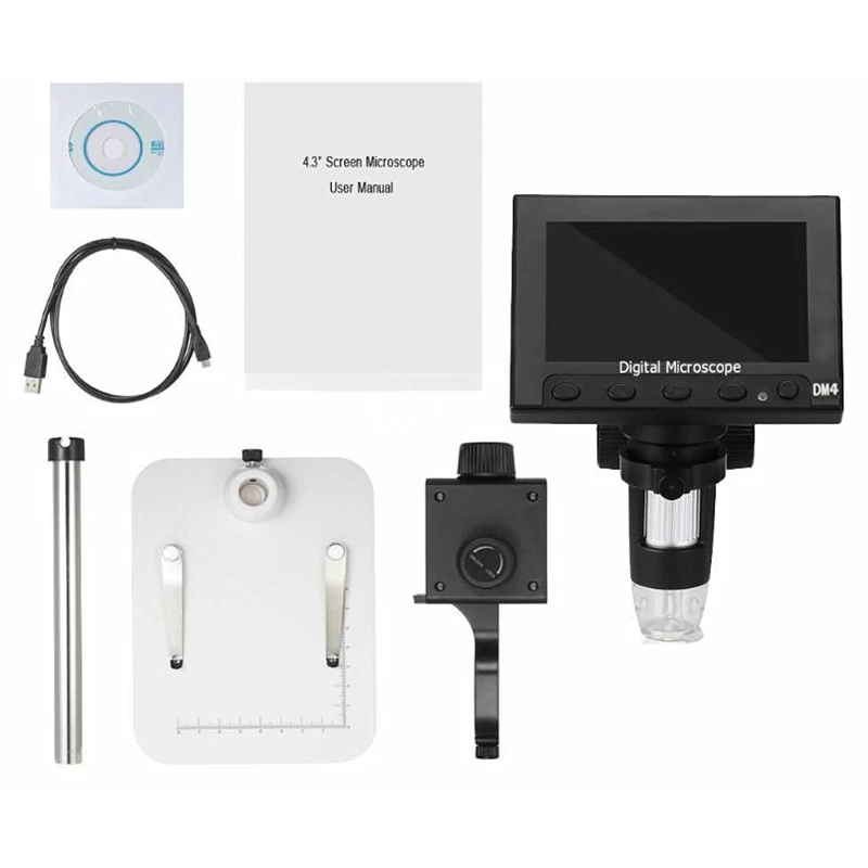 1000X USB Digital Microscope 4.3 Inch LCD Display VGA Microscope with ...