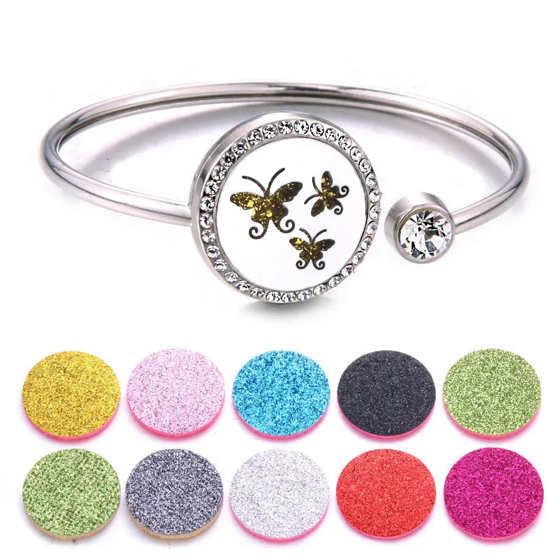 Butterfly Aromatherapy Lockets Bracelet Stainless Steel Perfume ...