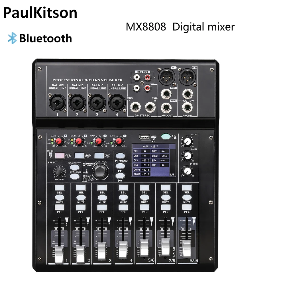 Wireless 8channel Audio Digital mixer Portable Sound Mixing Console ...