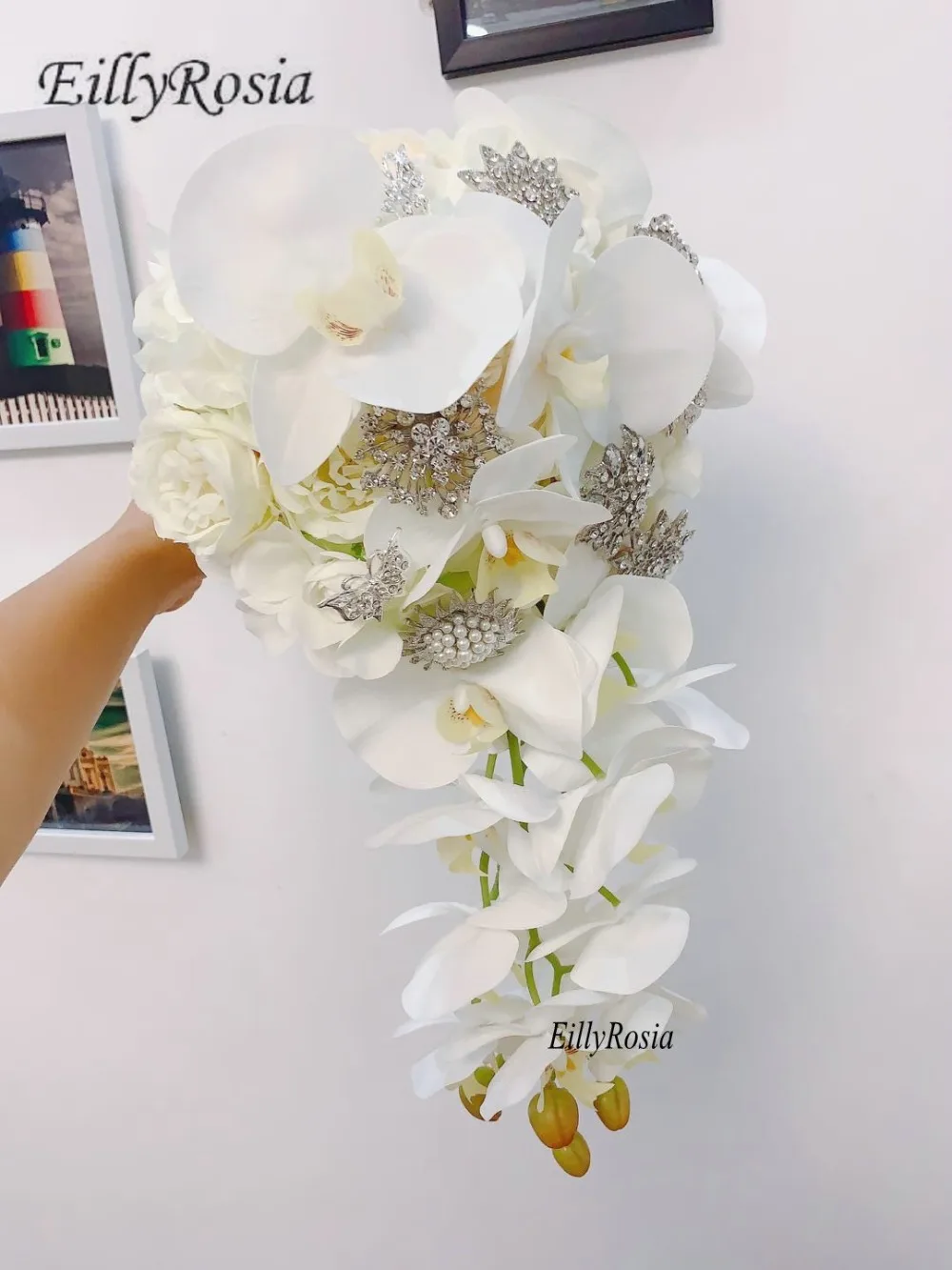 White Orchid Cascading Bouquet