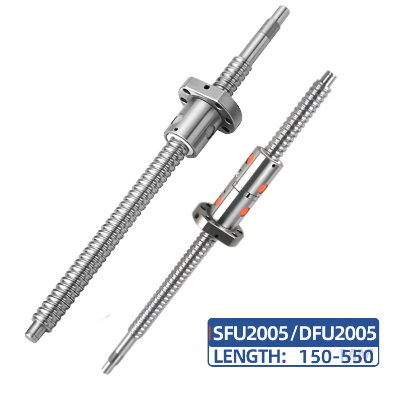1PC SFU2005 - 150 200 250 300 350 400 450 500 550mm Ball Screw with ...