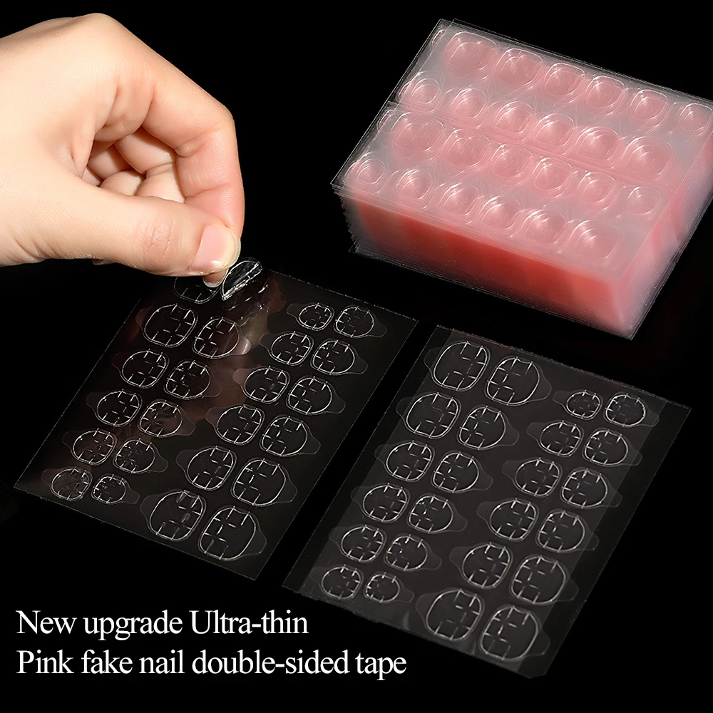 120/240 Pcs Strong Sticky Adhesive False Nails Pink Double Sided Nail ...