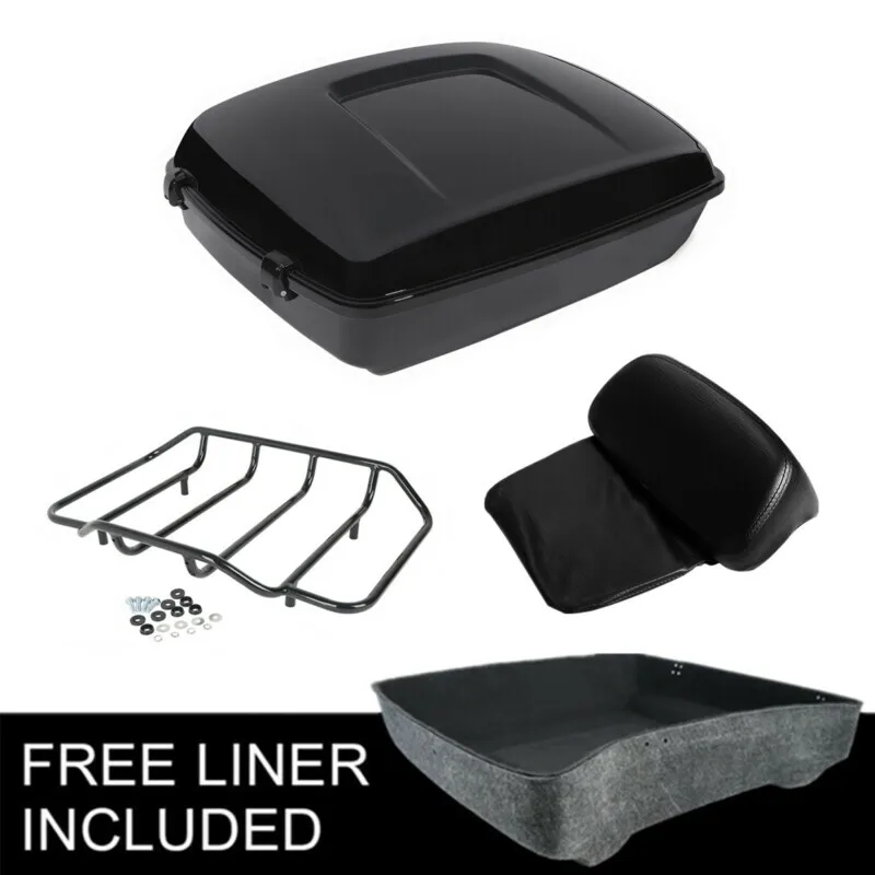 Motorcycle Chopped Tour Pack Trunk W/ Backrest & Luggage Rack For ...