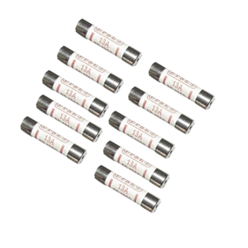 10 Pieces 240v 13a Bs1362 Fast Blow Ceramic Fuses Tubes 6mm X 25mm ...