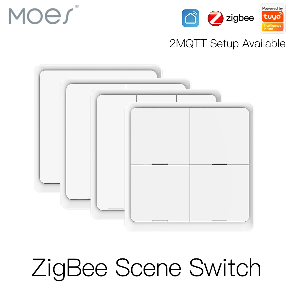 Moes 4 Gang Tuya ZigBee Wireless 12 Scene Switch Push Button Controller ...