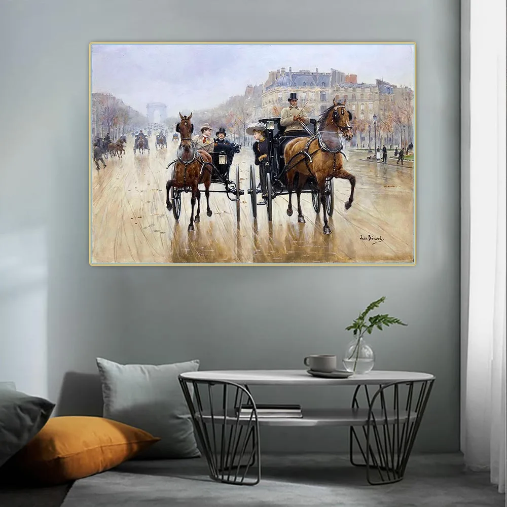 Jean Beraud " Champs-Elysees Roundabout " Canvas Oil Painting ...
