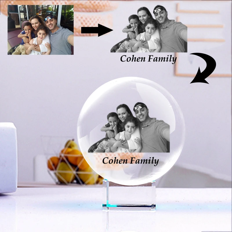 Personalized Crystal Photo Ball Custom Image Laser Engraving Glass Ball ...
