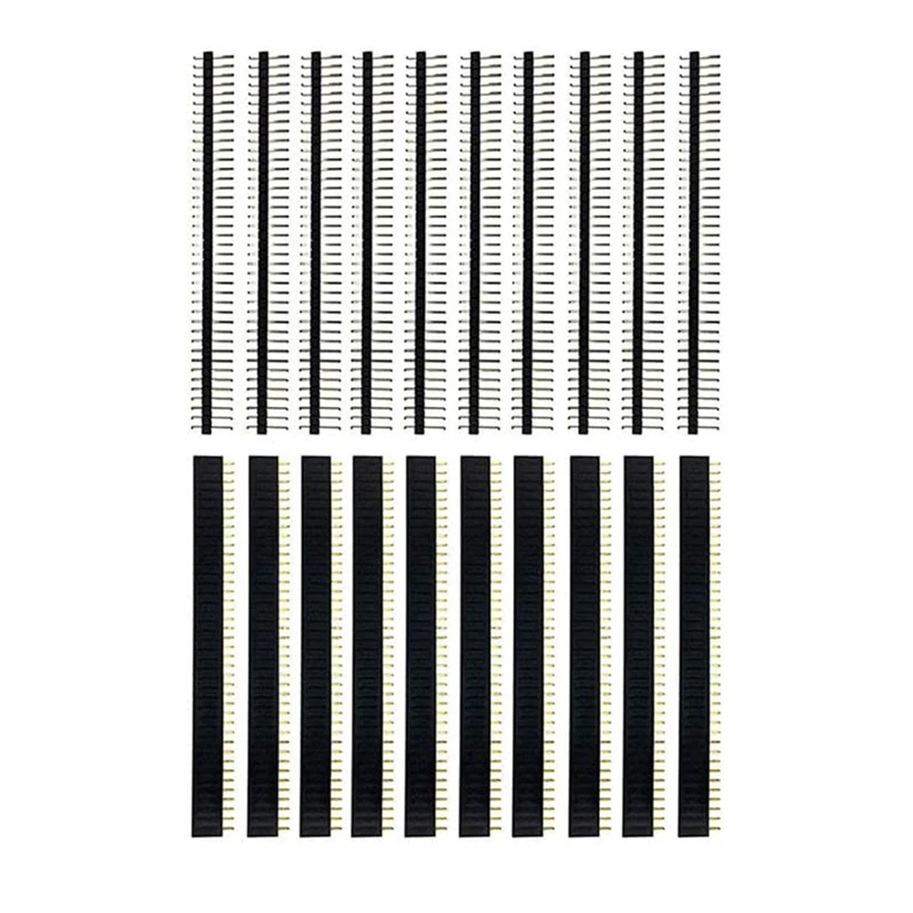 20 Pcs 10 Pairs 40 Pin 1x40 Single Row Male And Female 2.54 Breakable ...
