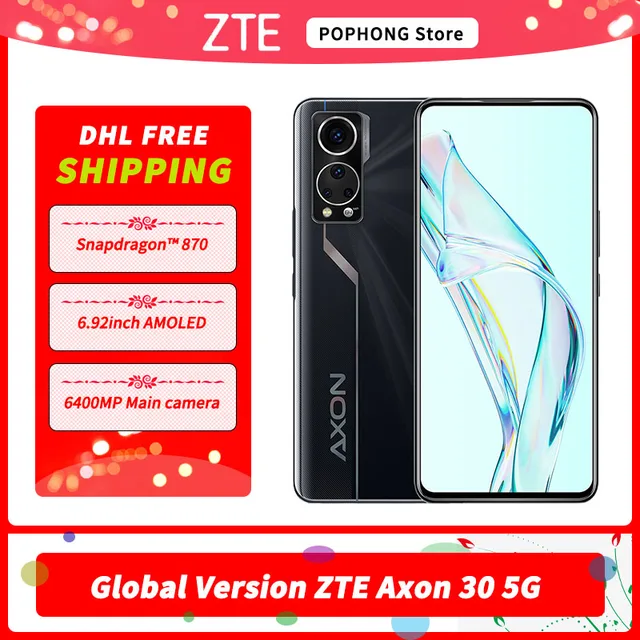 World Premiere Global Version ZTE Axon 30 5G Mobile Phone 6.92” 120Hz OLED 8GB 128GB Snapdragon ...