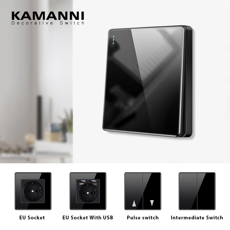 KAMANNI Luxury Light Switch General Standard Crystal Tempered Glass ...