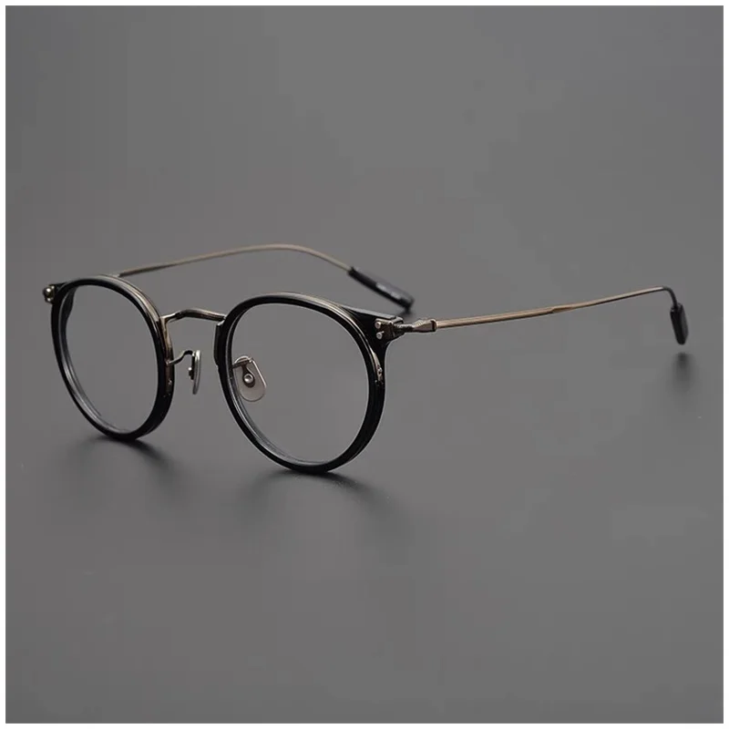 Japanese-Handmade-Brand-Design-Retro-Round-Titanium-Glasses-Frame-Men ...