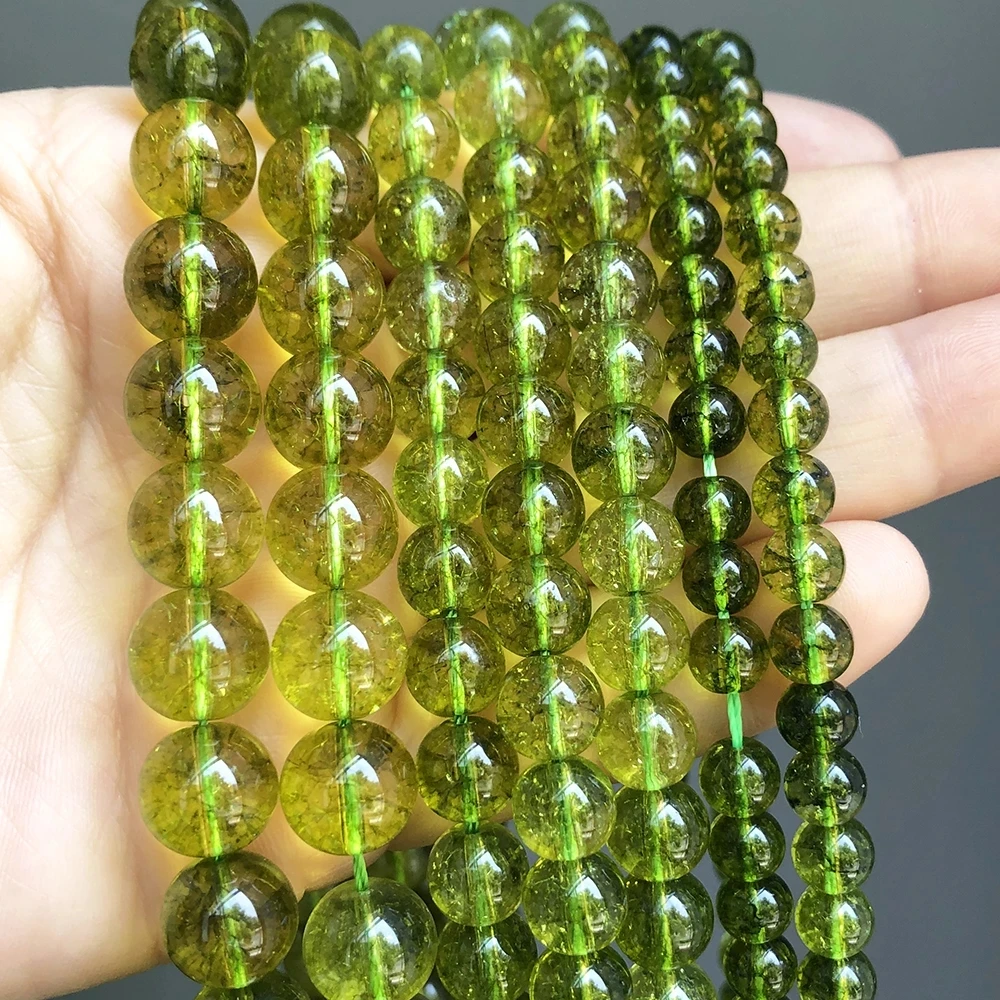Grün Peridot Stein Perlen Runde Lose Spacer Perlen Für Schmuck Machen ...