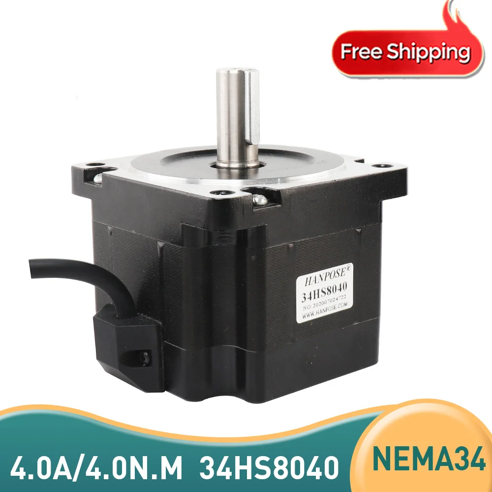 Free Shipping 4 Lead Nema34 Stepper Motor H80mm 4.0n.m 4a D14mm ...