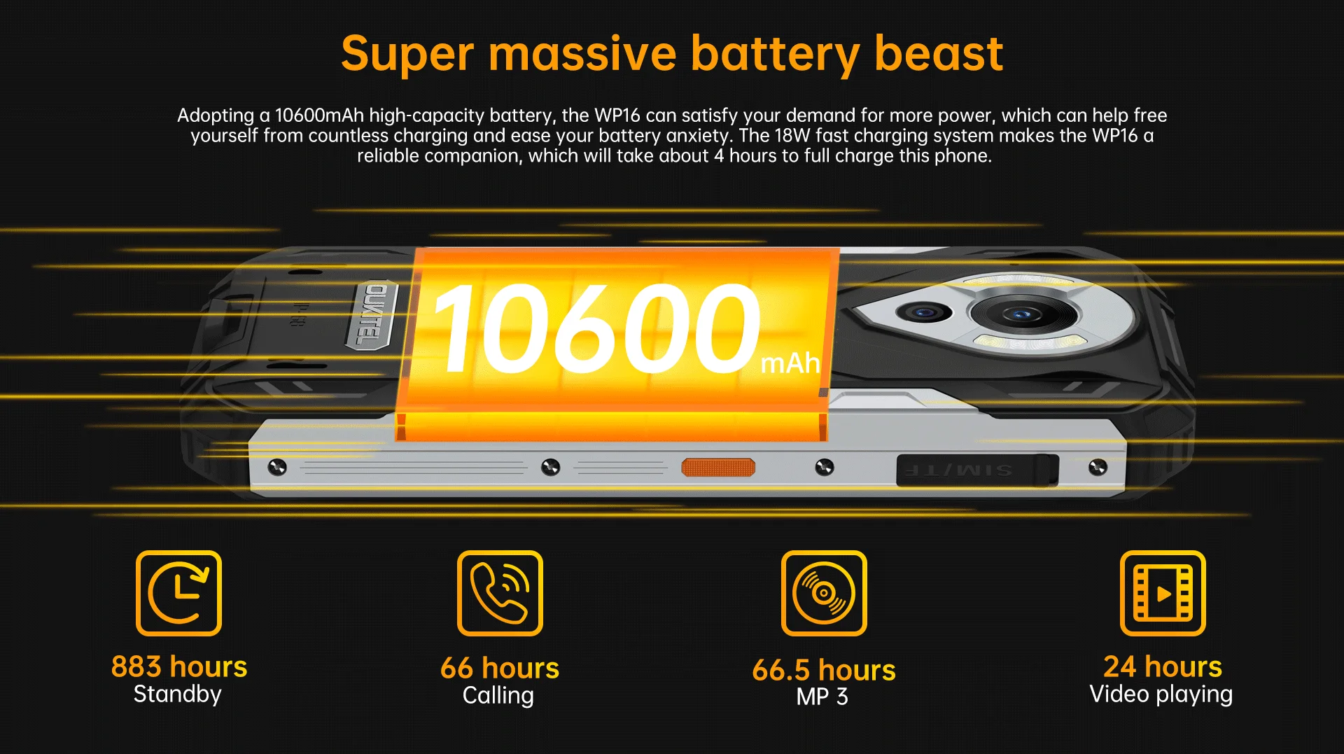 Oukitel WP16 4G Rugged Smartphone 6.4″ 8GB + 128GB 10600mAh Octa Core ...