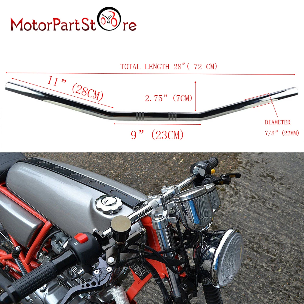 Chrome 7/8" 22mm Drag Style Bar Motorcycle Handlebars For Yamaha Honda ...