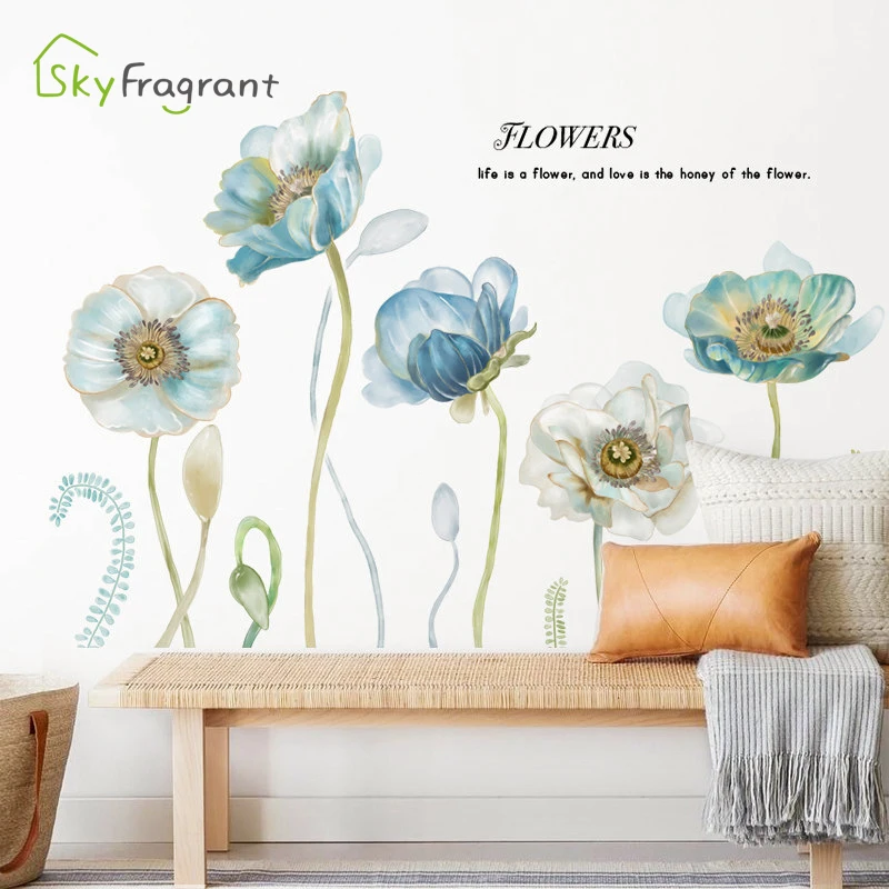 Warm-Flowers-Wall-Stickers-For-Living-Rooms-Door-Bedroom-Wardrobe-Wall ...