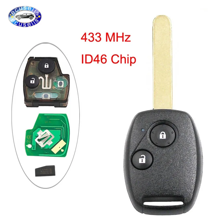 Replacement Car Key 2 Buttons Remote Key Fob 433mhz With Id46 Chip For ...
