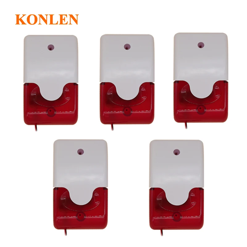 Wired-Strobe-Siren-Alarm-DC5V-to-15V-12V-Home-Sound-and-Red-Flash-Horn ...