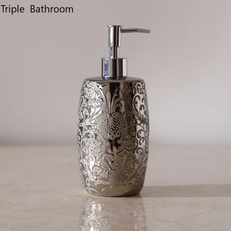 Silver-Ceramics-Shampoo-Bottles-Bathroom-Accessories-Shower-Gel ...