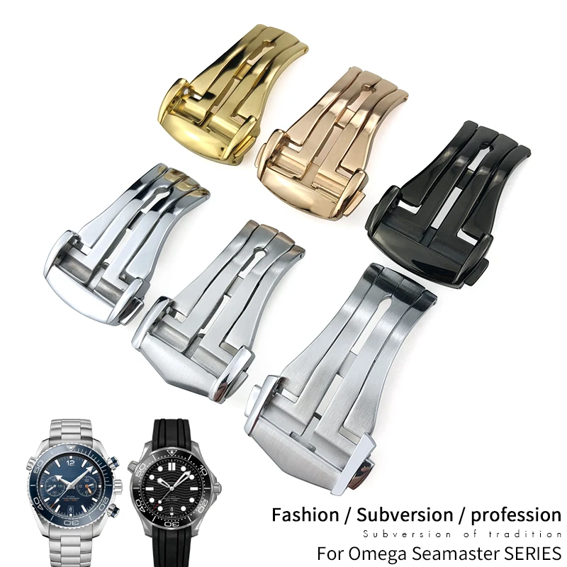 Hebilla de reloj de despliegue para Omega, correa de cuero, banda de ...