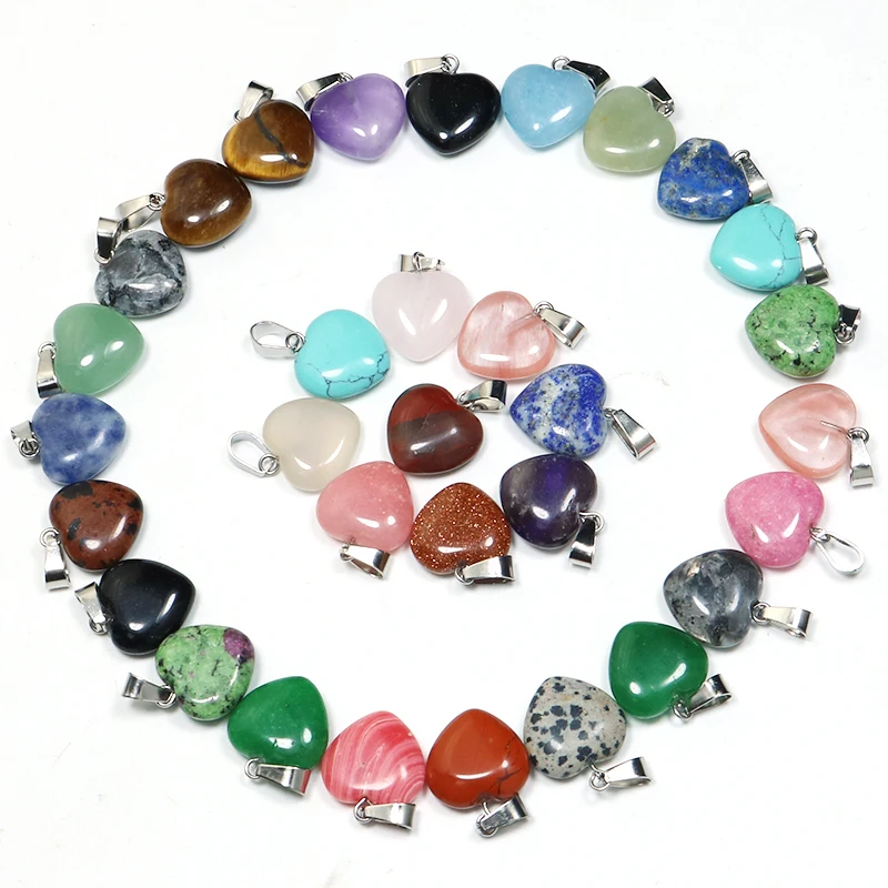16mm-Wholesale-25pcs-lot-Fashion-Natural-Stone-Mix-Heart-Shape-Charms ...
