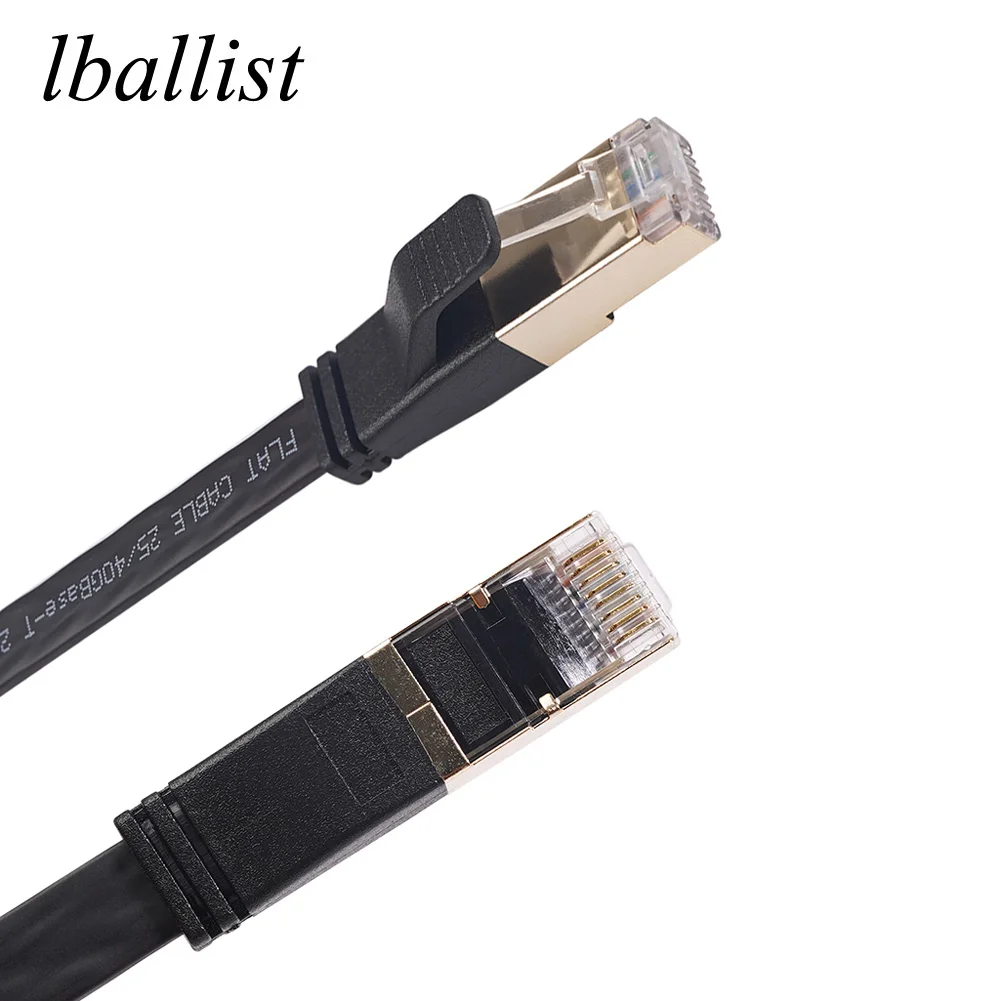 lballist Gold Plated Flat Cat8 Ethernet Rj45 Cable Multi-Shielded For ...