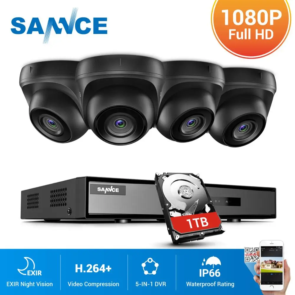 Sannce 4ch 1080n Dvr Cctv System 4pcs 1080p Security Cameras Ir Indoor ...