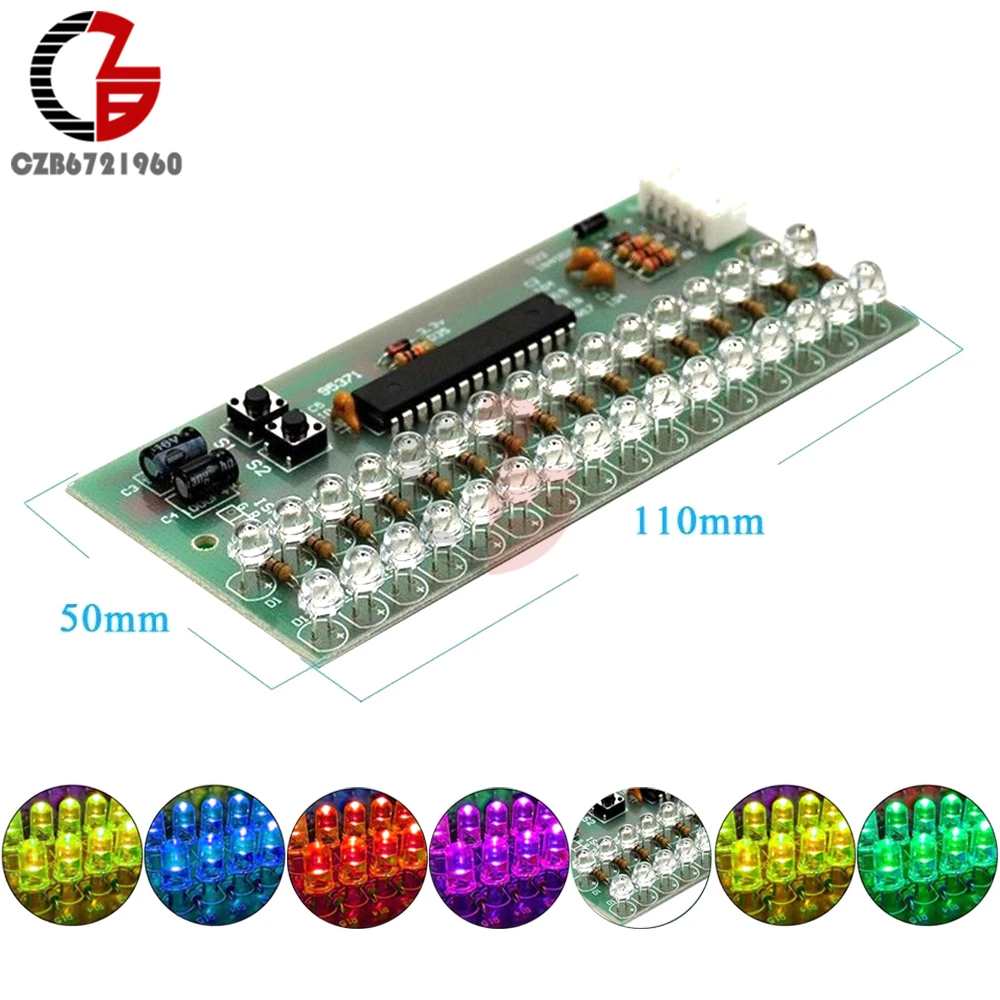 16-LED-Dual-Channel-Signal-MCU-Adjustable-Display-Pattern-LED-VU-Meter ...