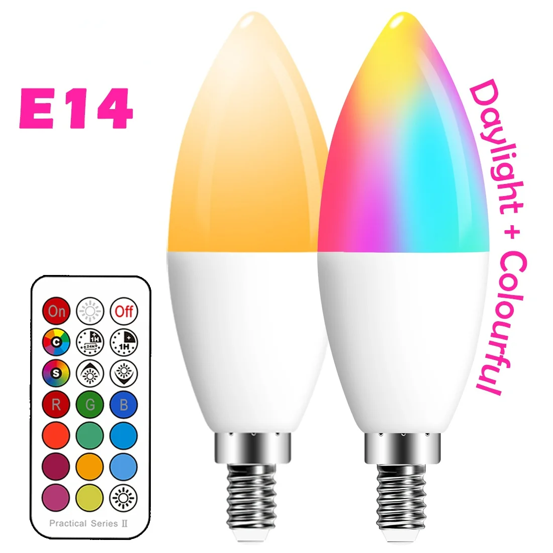E14 LED Bulb Candle Color Indoor Neon Sign Light Bulb RGB Tape With ...
