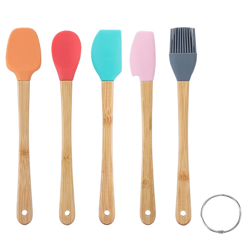 LMETJMA 5 Pack Silicone Spatula Non-Stick Min Spatulas Scrapers with ...