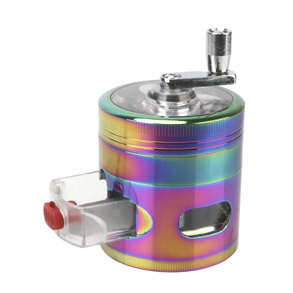 4 Layers Herb Grinder Hand Cranked Clear Top Grinder Smoke Crusher ...