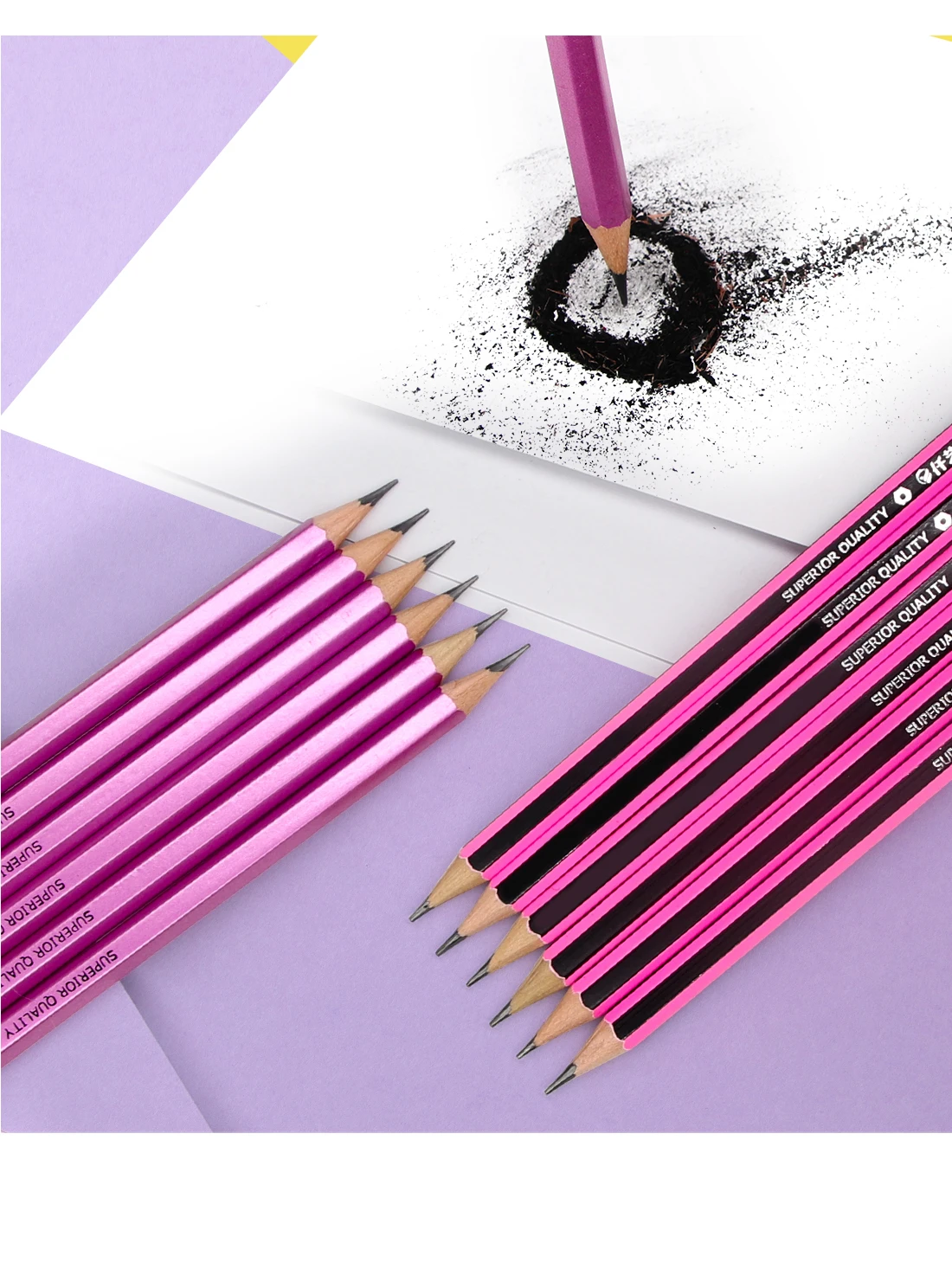 Crayon graphite,Crayon en bois 2B-HB avec gomme, lot de 12 pièces ...