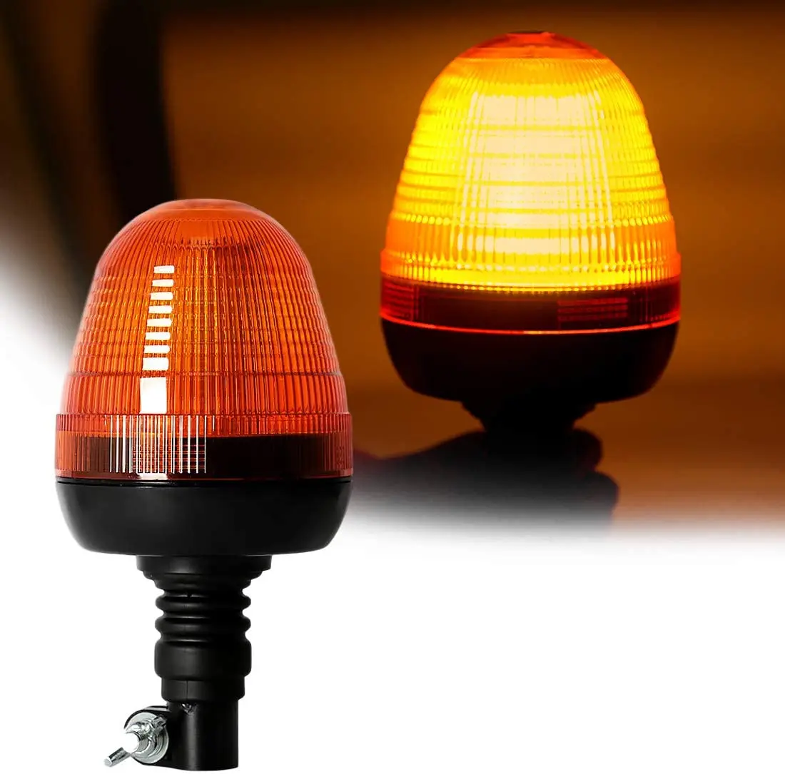 Amber LED Rotating Flashing Beacon Light Flexible Mount Strobe Warning ...