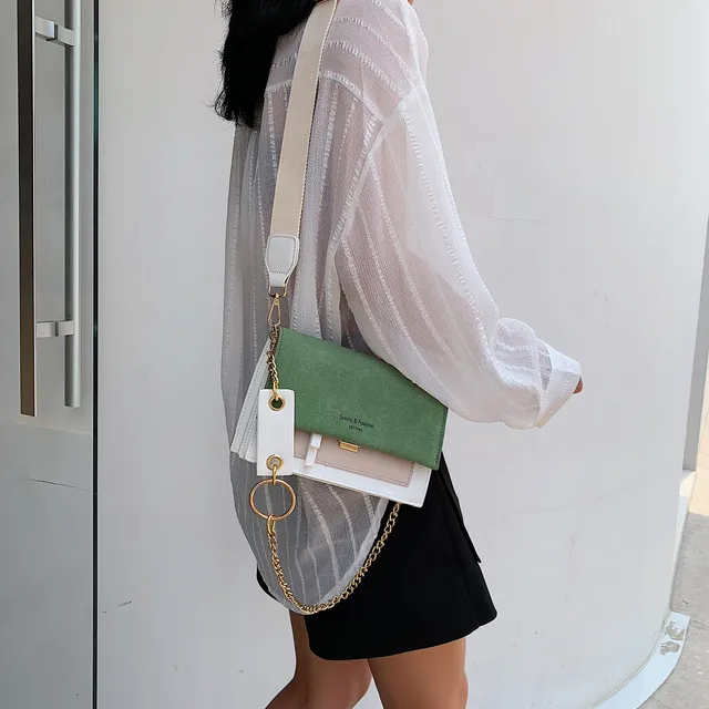 Scrub Leather Contrast Color Crossbody Bags For Women | Muduh Collection