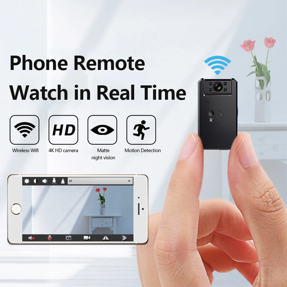 무선 스마트 홈 HD 캠코더 나이트 비전 DVR 모션 감지 미니 비디오 IP 카메라, 4K 와이파이 미니 카메라, 180 도 ...