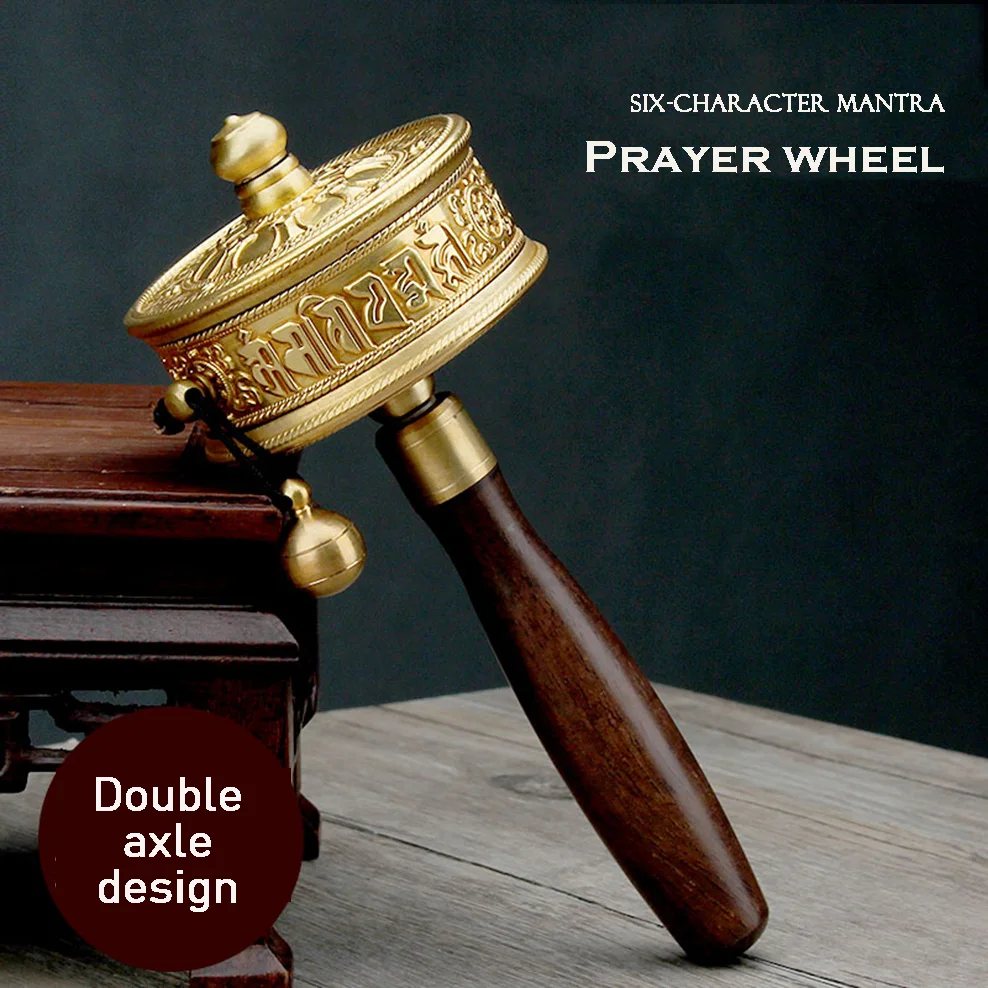 Tibetan-Prayer-Wheel-Hand-Cranked-Pure-Copper-Six-Character-Mantra ...
