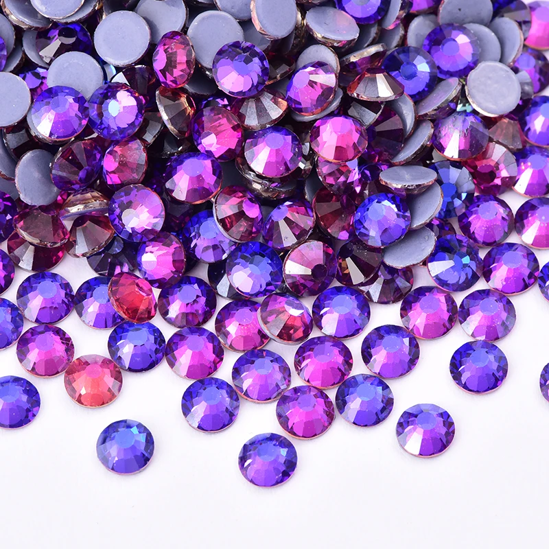Purple Flat Rhinestones Shapes | Hotfix Glass Rhinestone Purple ...
