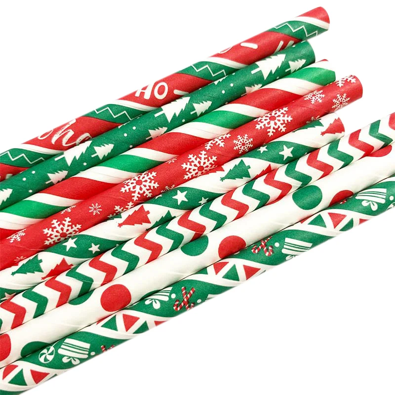 Christmas Paper Straws Snowflake Drinking Straw | Straw Christmas ...