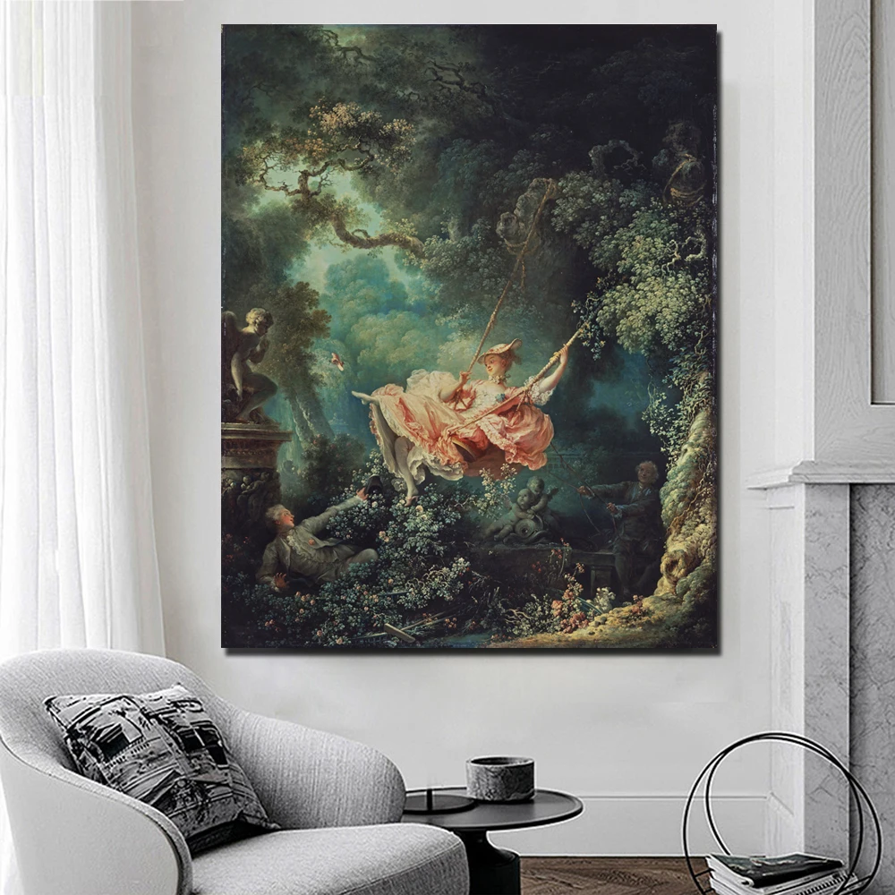 Famous-Rococo-Canvas-Painting-The-Swing-by-Fragonard-Poster-And-Print ...