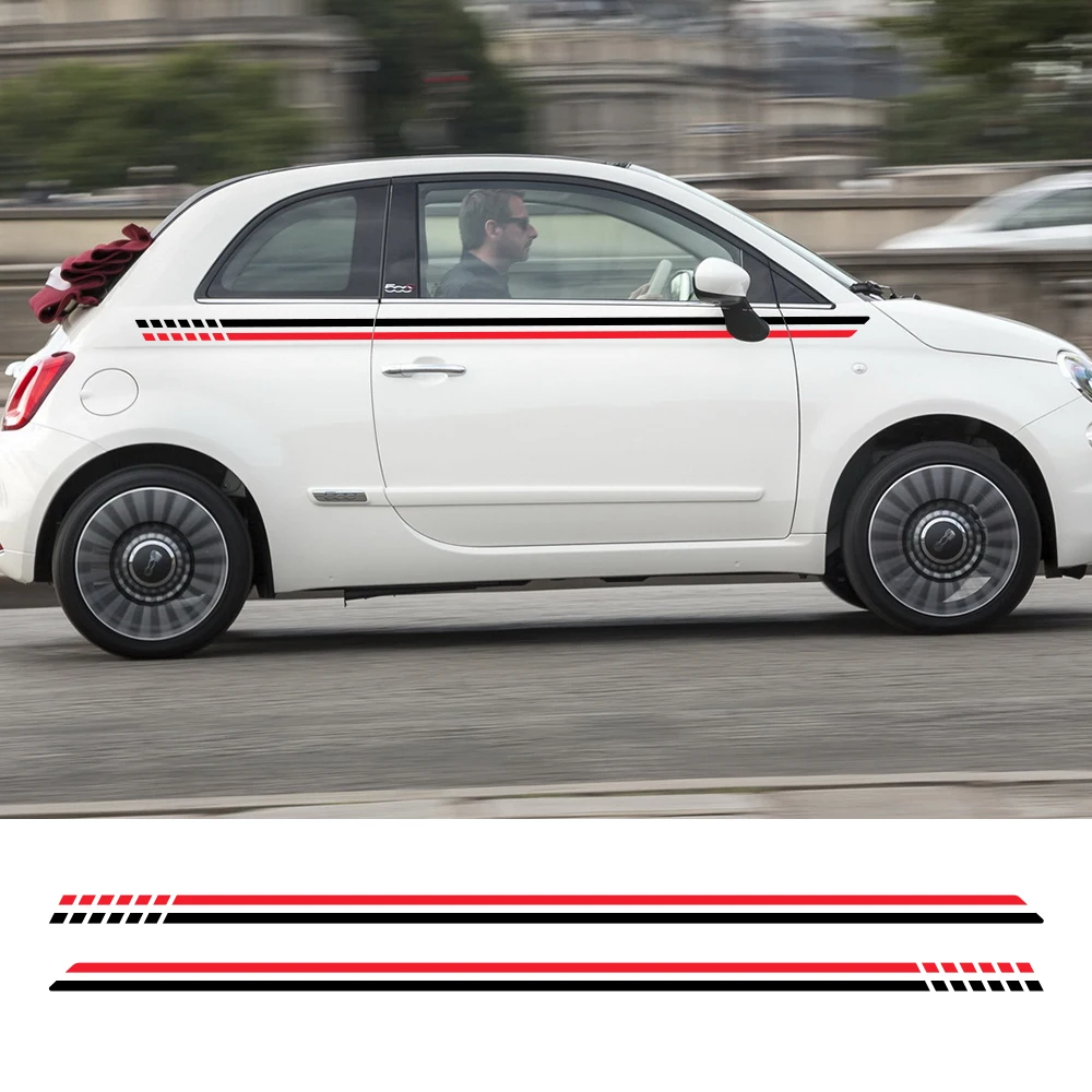 2 pezzi adesivi linea di cintura laterale Auto per Fiat Abarth 500 ...