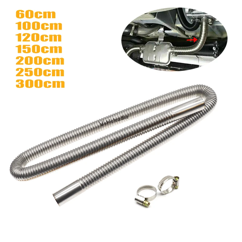 60-300cm Car Auto Air Parking Heater Exhaust Pipe W/ 2 Clamps Fuel Tank ...