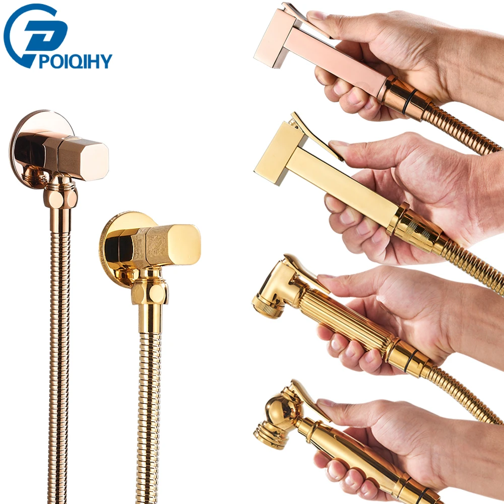 Poiqihy Golden Portable Bidet Sprayer Brasstoilet Bidet Faucet Cold ...