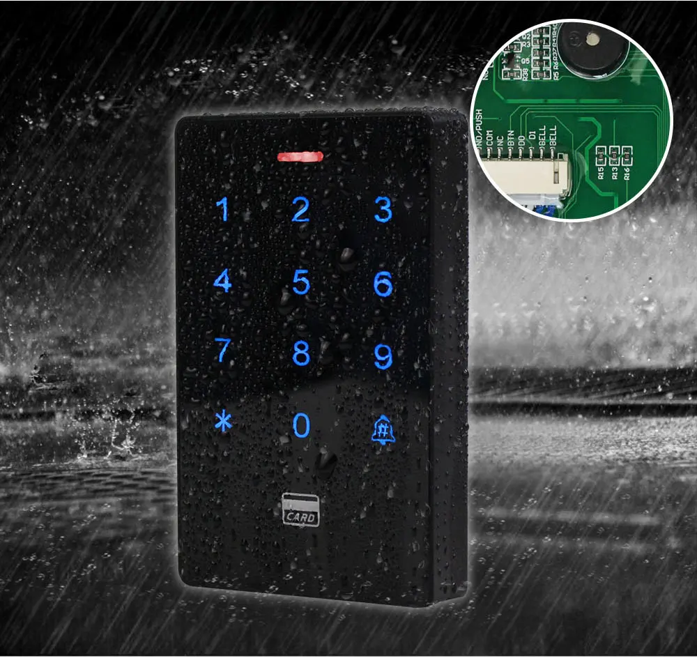 Outdoor IP68 Waterproof RFID Keypad Touch Access Control System Rainproof WG26/34 125KHz Access ...