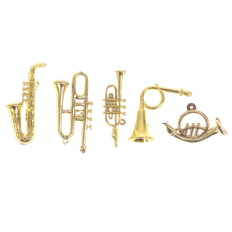 24Pcs/Set Mini Golden Trumpet Saxophone Wind instruments Doll Musical ...