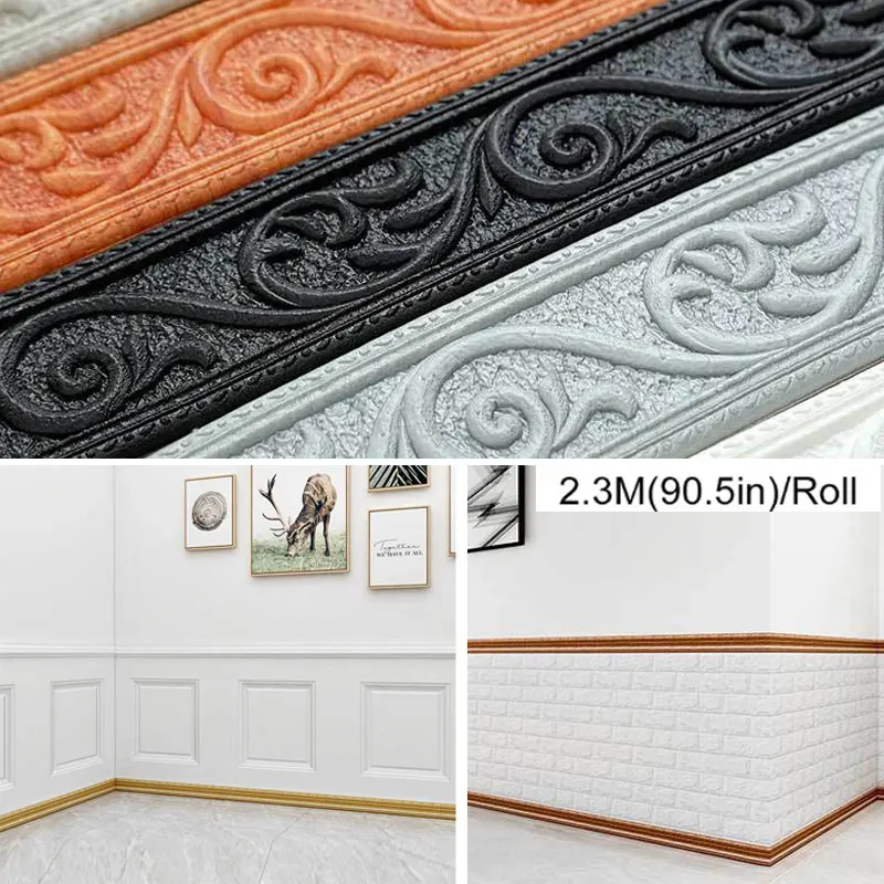 3D-Wall-Trim-Line-Skirting-Border-Relief-Self-Adhesive-Waterproof ...