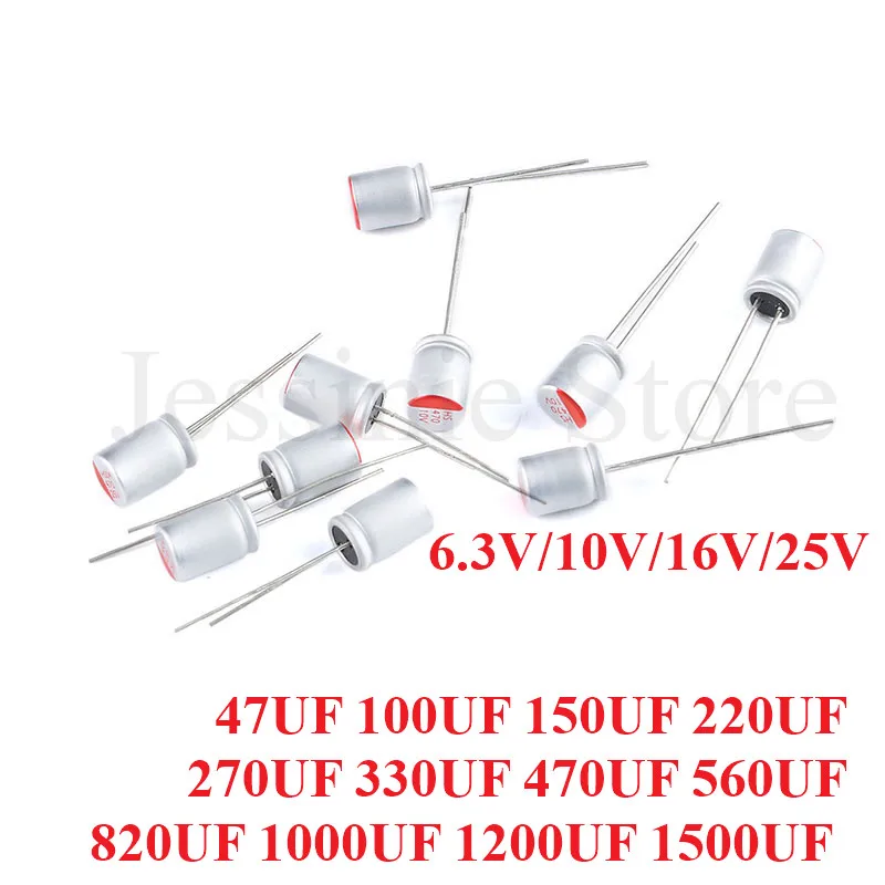 5pcs DIP Solid Electrolytic Capacitor 6.3V 10V 16V 25V 35V 100UF 150UF 220UF 330UF 470UF 560UF ...