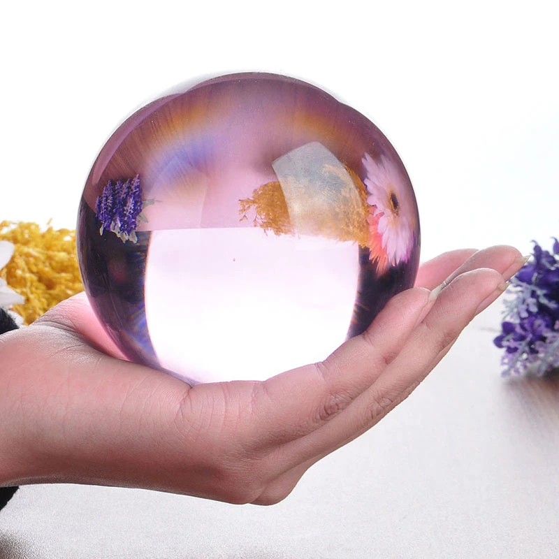 30mm-100mm Crystal Ball Quartz Glass Pink Ball Spheres Glass Ball ...