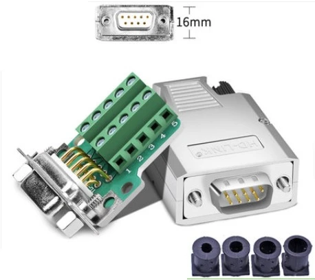 2pcs โลหะ DB9 Connector 9 pin Solid SOLDER ฟรี Terminal Breakout BOARD ...