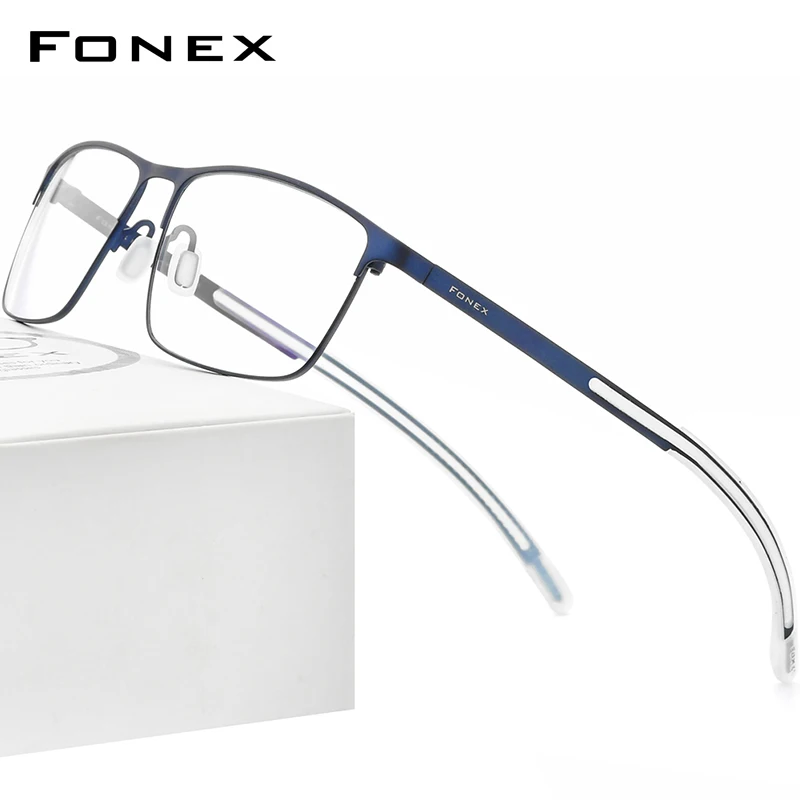 FONEX Pure Titanium Glasses Frame Men Square Myopia Optical ...