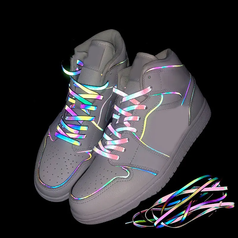Hot Sale Holographic Reflective Shoelaces Double-sided Reflective High ...